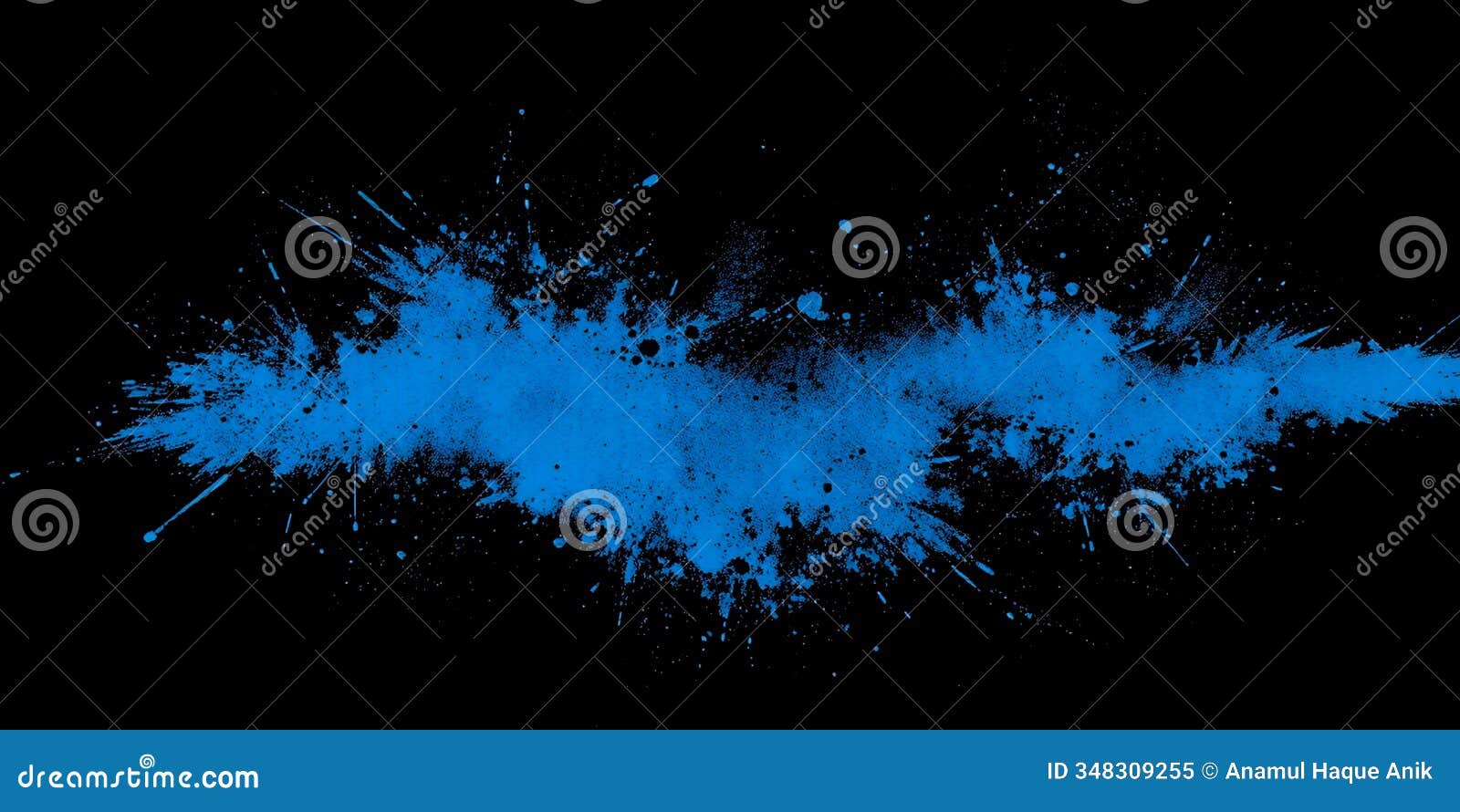 Abstract Blue Paint Splatter on a Black Background Stock Illustration ...
