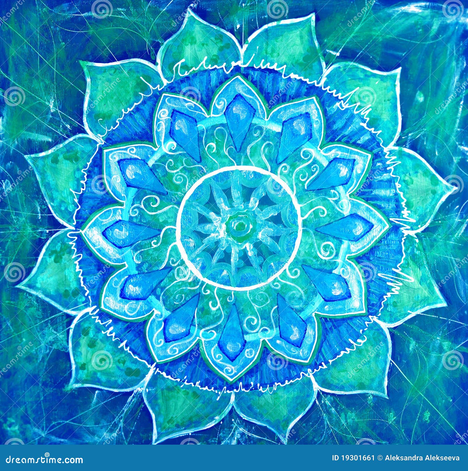 Abstract Blue Painted Picture with Circle Pattern Stock Illustration ...