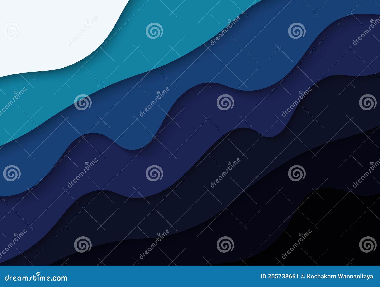 Abstract Blue Papercut Wavy Pattern Design Decorative Artwork ...