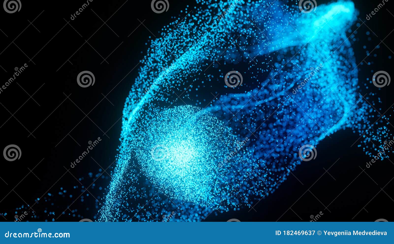 Abstract Blue Particle Background Evolving from the Center. Abstract ...