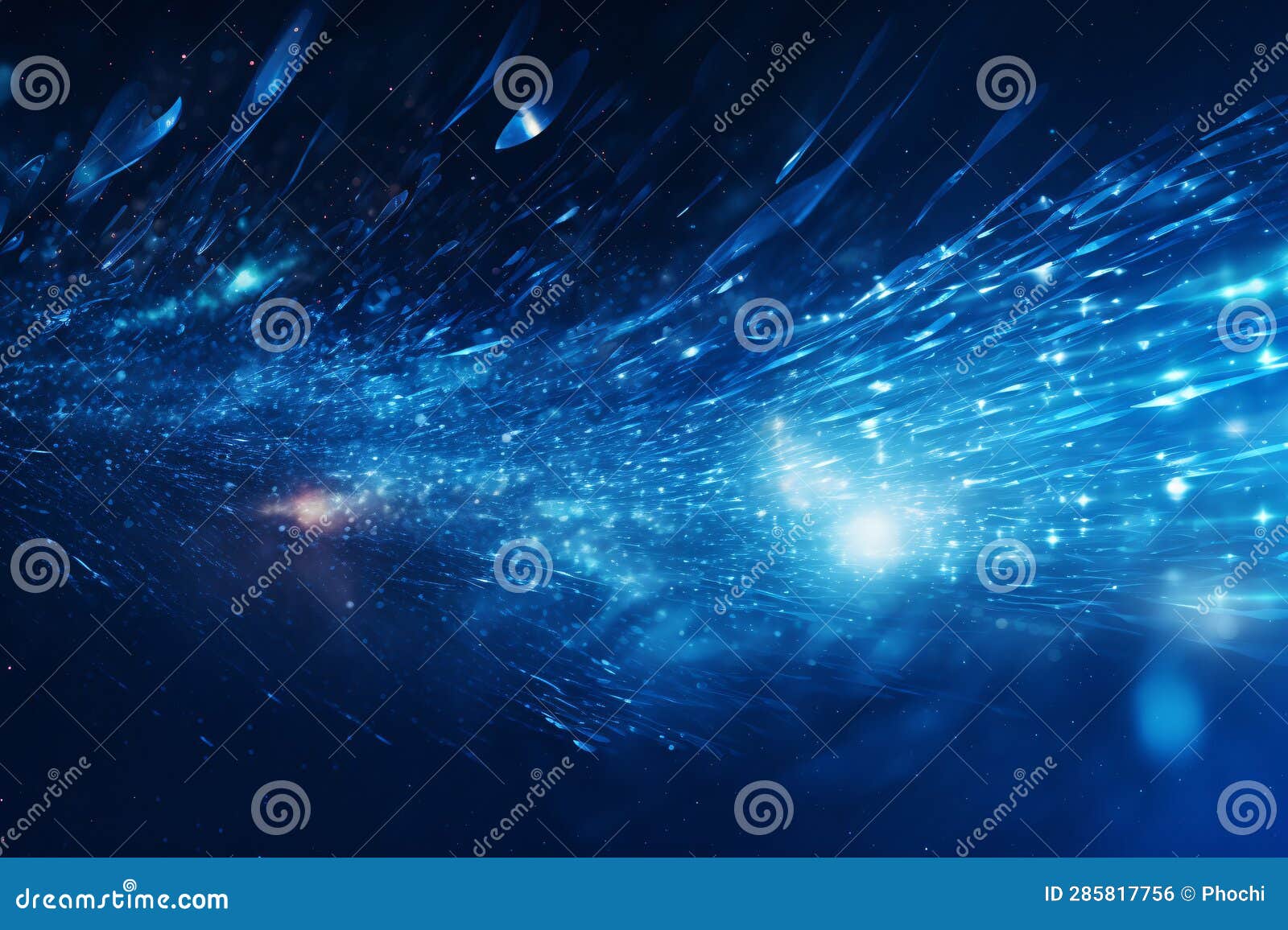 Abstract Blue Particle with Lighting Effect on Dark Background Stock ...