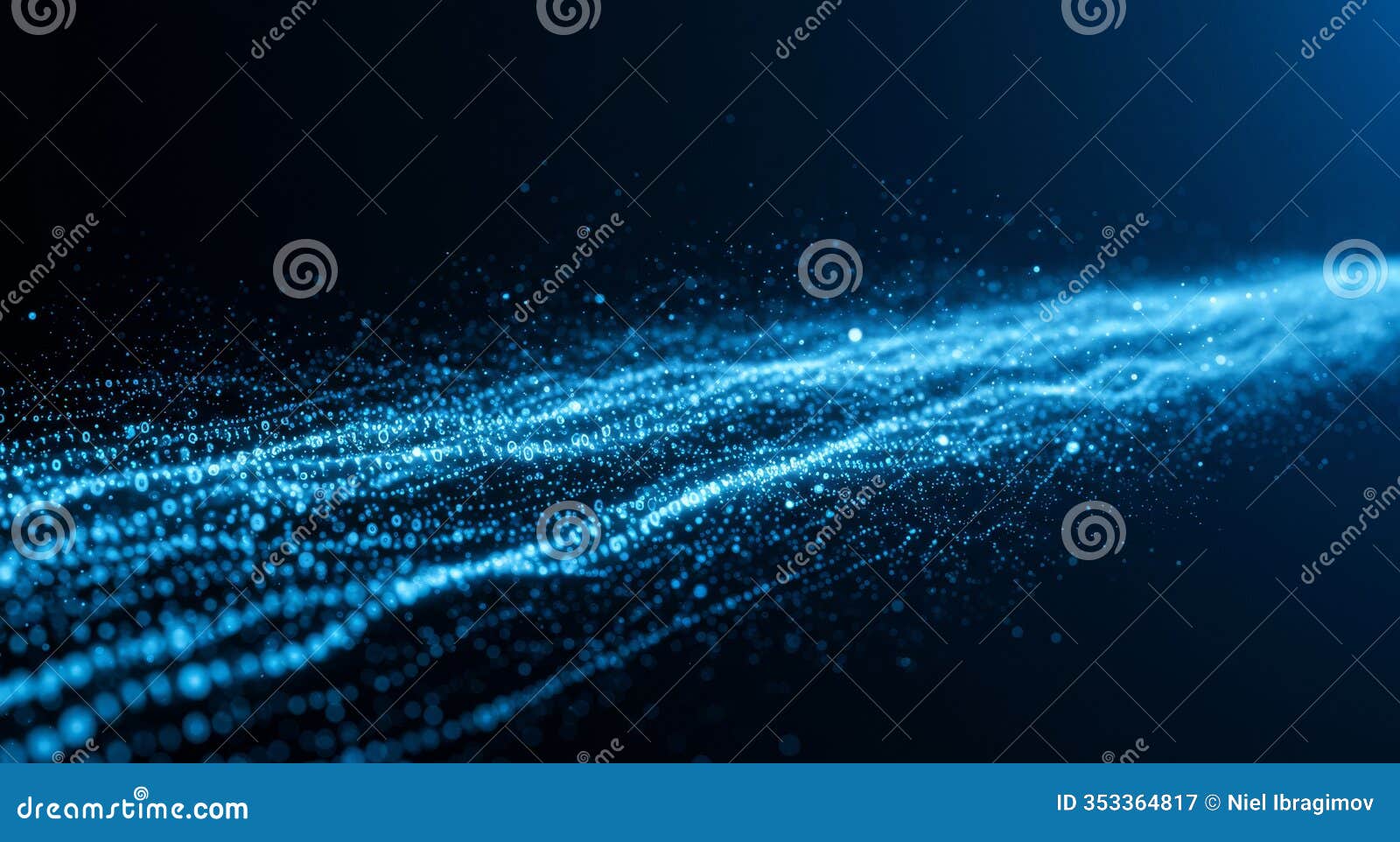 Abstract Blue Particle Wave on Dark Background Stock Image - Image of ...