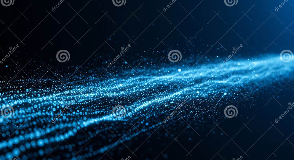 Abstract Blue Particle Wave on Dark Background Stock Image - Image of ...