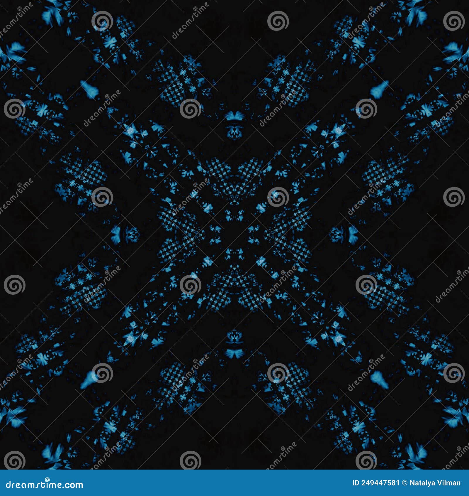 Abstract Blue Pattern on a Black Background Stock Illustration ...