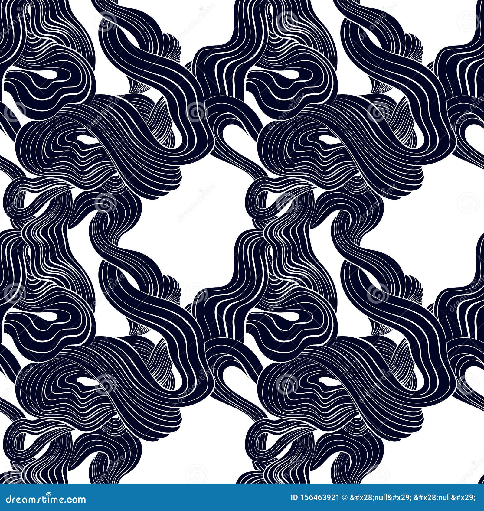 Abstract Blue Pattern with Interlacing Wavy Elements, Seamless Vector ...
