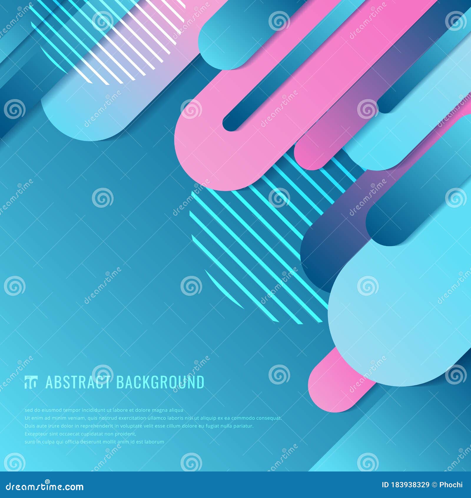 Abstract Blue and Pink Geometric Rounded Line Diagonal Dynamic ...