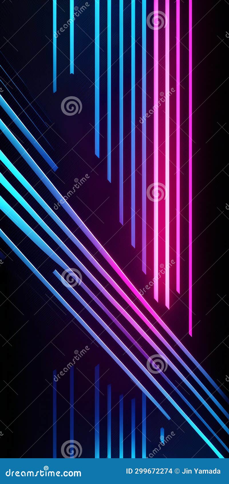 Abstract Blue and Pink Neon Stripes on Dark Background. Vector ...