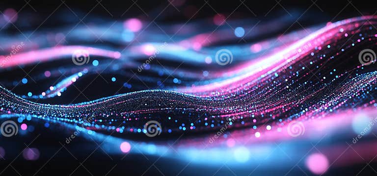 An Abstract Blue and Pink Network with Glowing Circles Stock ...