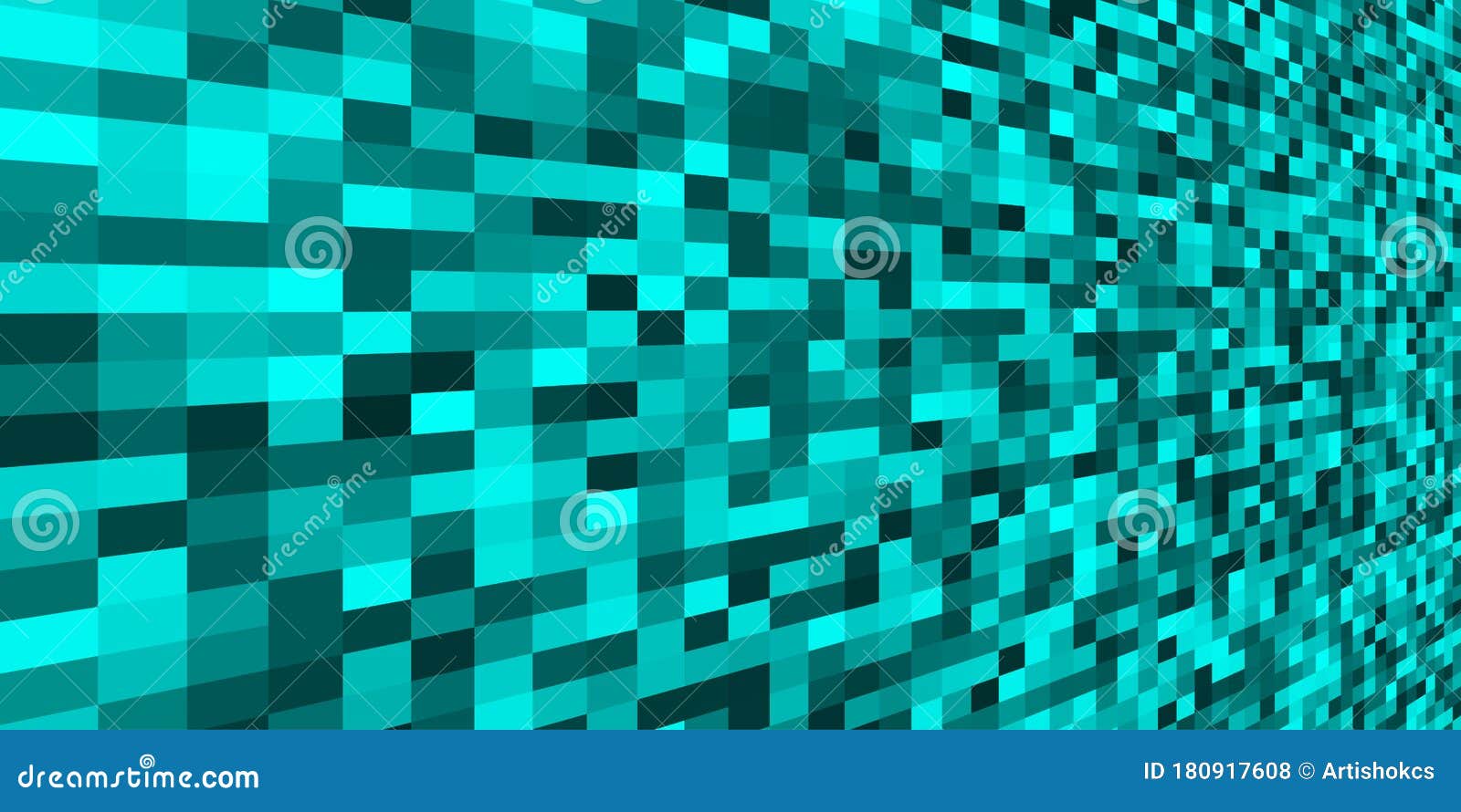 Abstract Blue Pixel Texture Background in Perspective. Digital ...