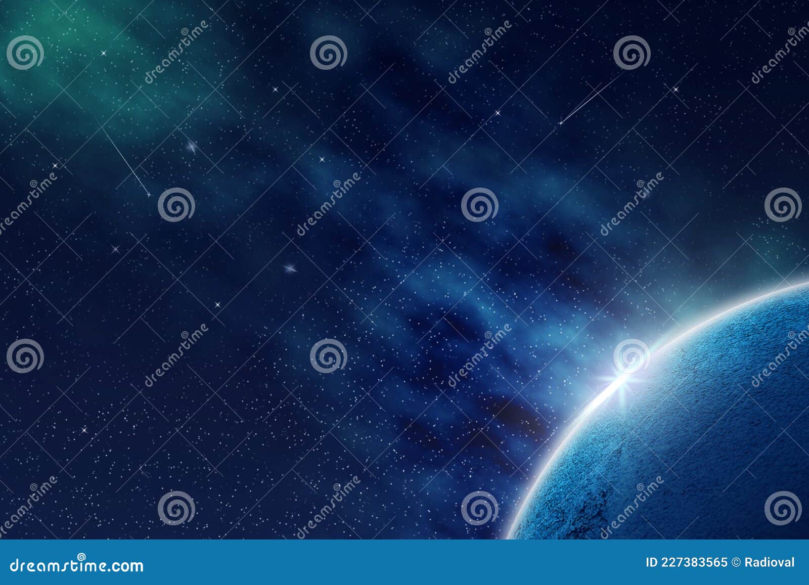 Abstract Blue Planet in the Cosmic Sky. Universe Stock Illustration ...