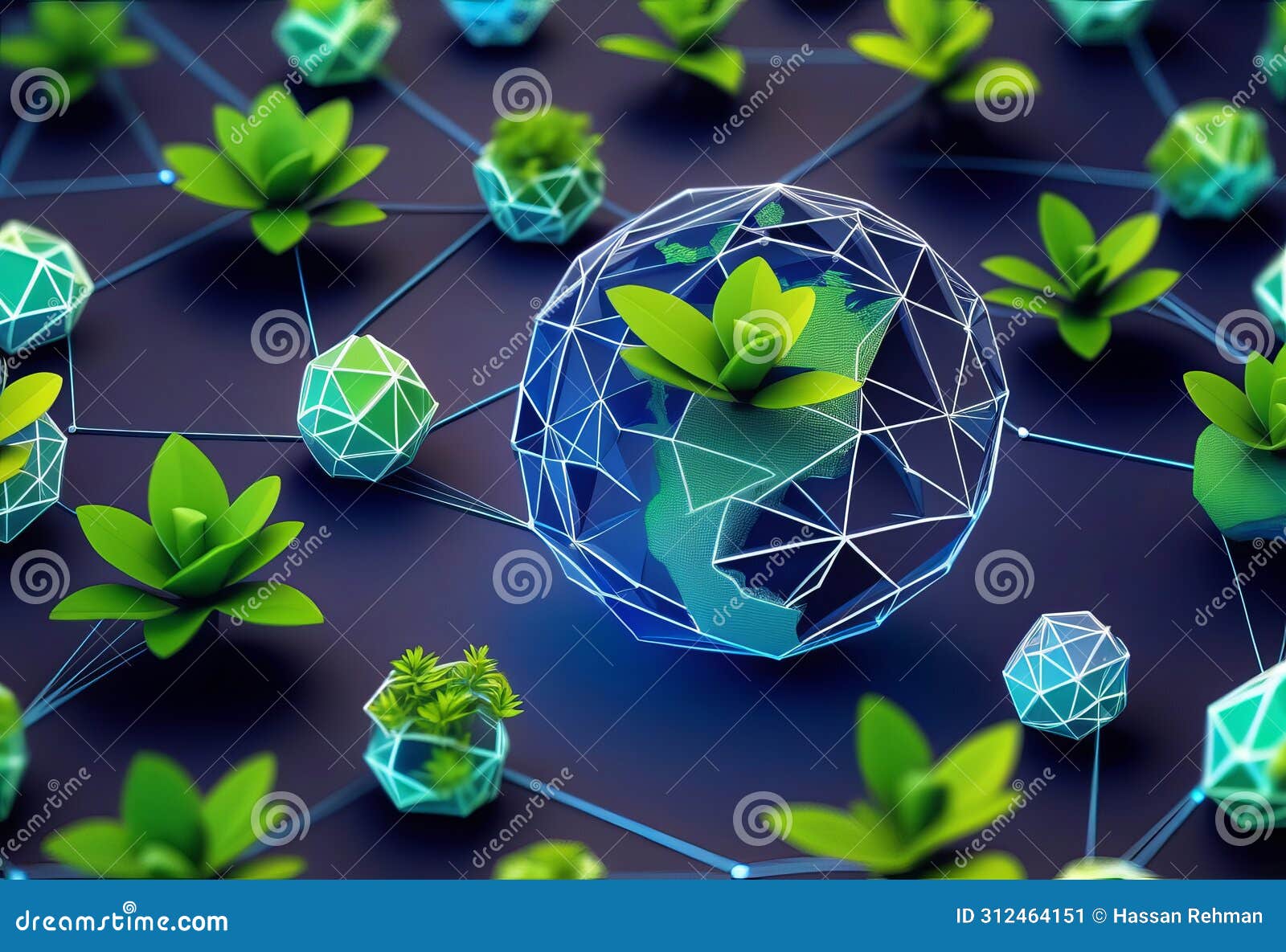 Abstract Blue Planet Earth with Green Plant Sprout Over it. Low Stock ...