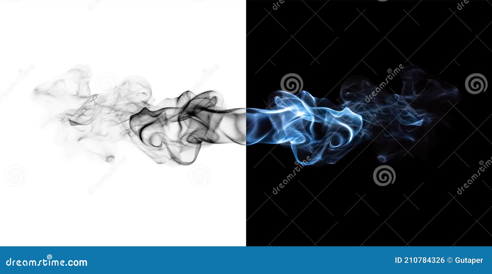 Abstract Blue Plume of Smoke on a Black and White Background. Stock ...