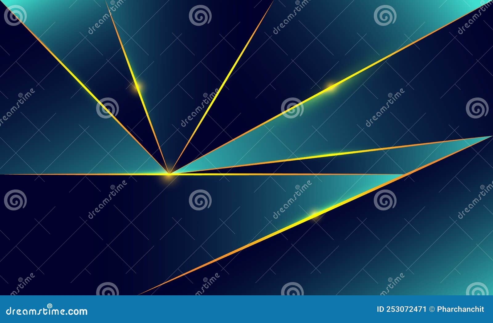 Abstract Blue Polygon Triangles Shape Pattern Background with Golden ...