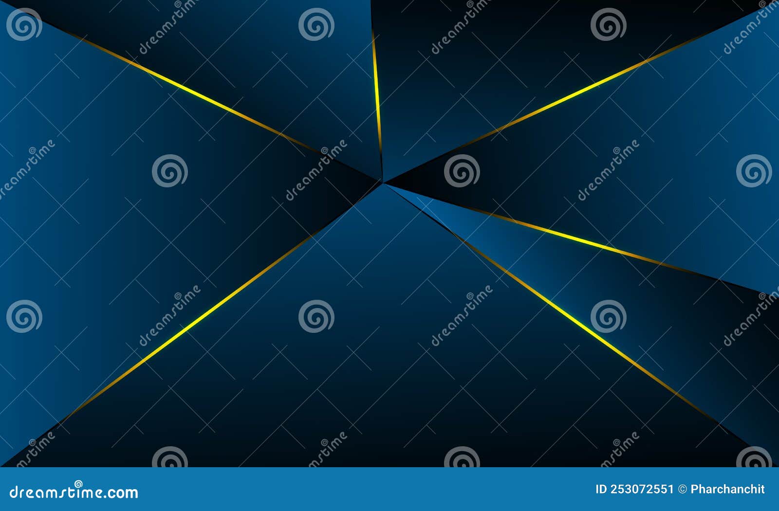 Abstract Blue Polygon Triangles Shape Pattern Background with Golden ...