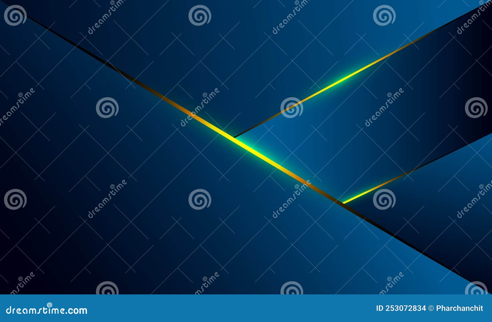 Abstract Blue Polygon Triangles Shape Pattern Background with Golden ...
