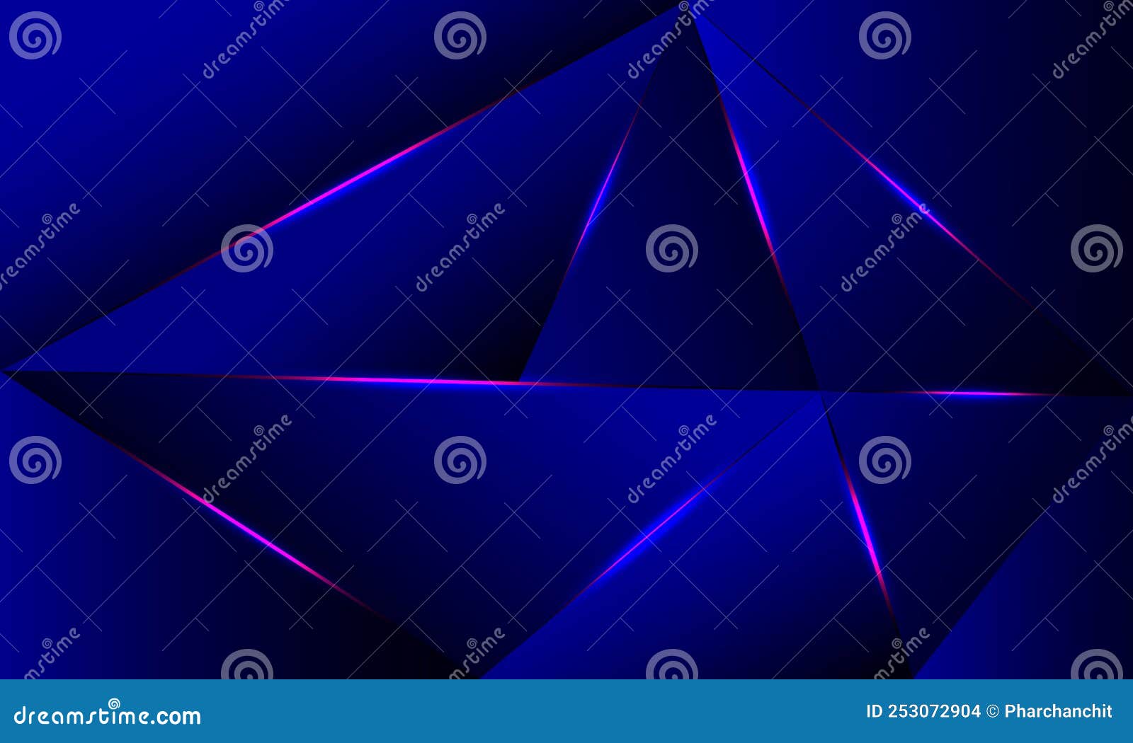Abstract Blue Polygon Triangles Shape Pattern Background with Golden ...
