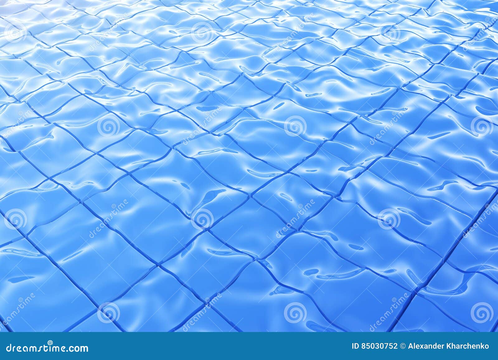 Abstract Blue Pool Water with Sun Reflections Background. 3d Rendering ...