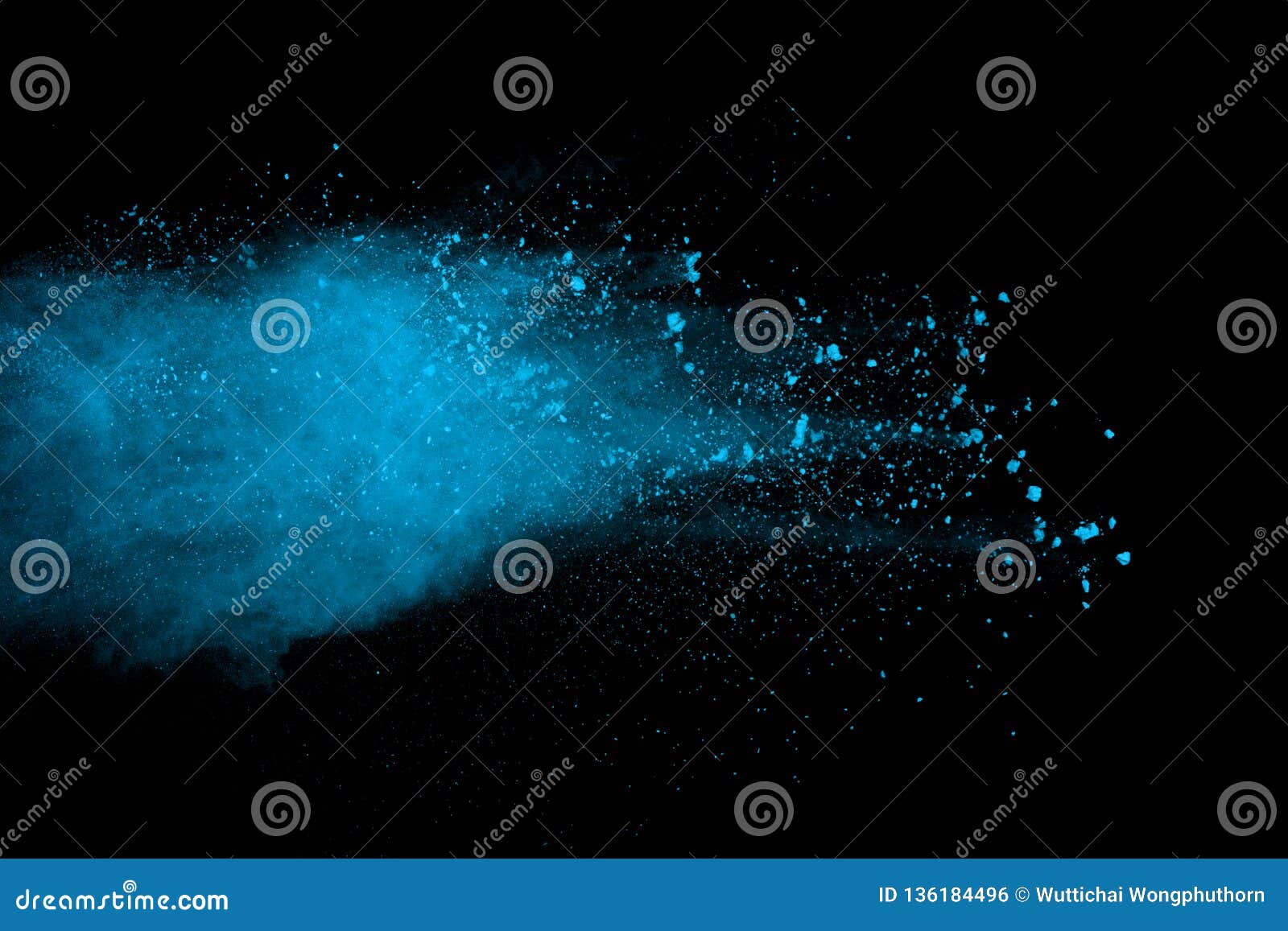 Abstract Blue Powder Splatted Background. Colorful Powder Explosion on ...