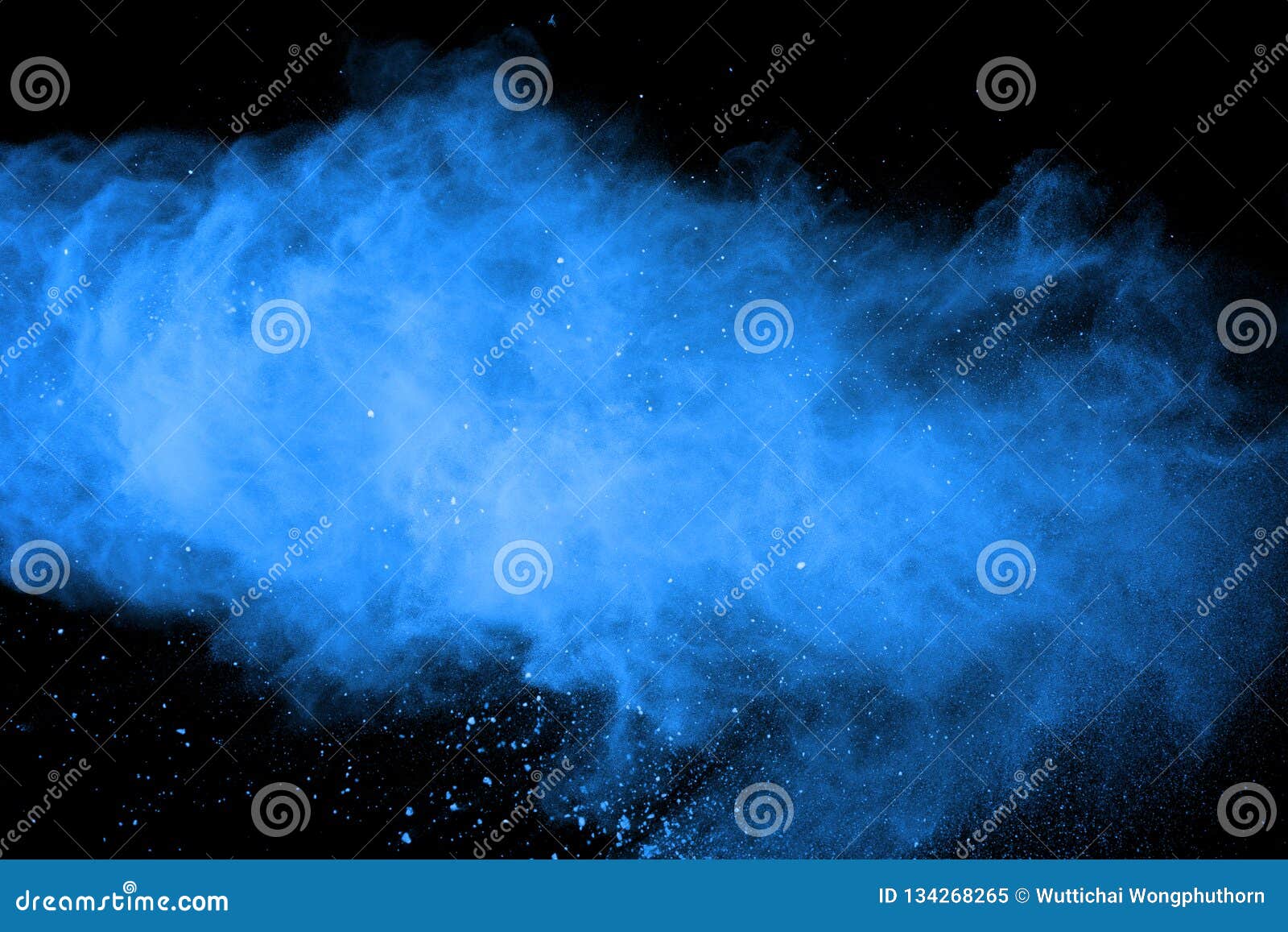 Abstract Blue Powder Splatted Background. Colorful Powder Explosion on ...