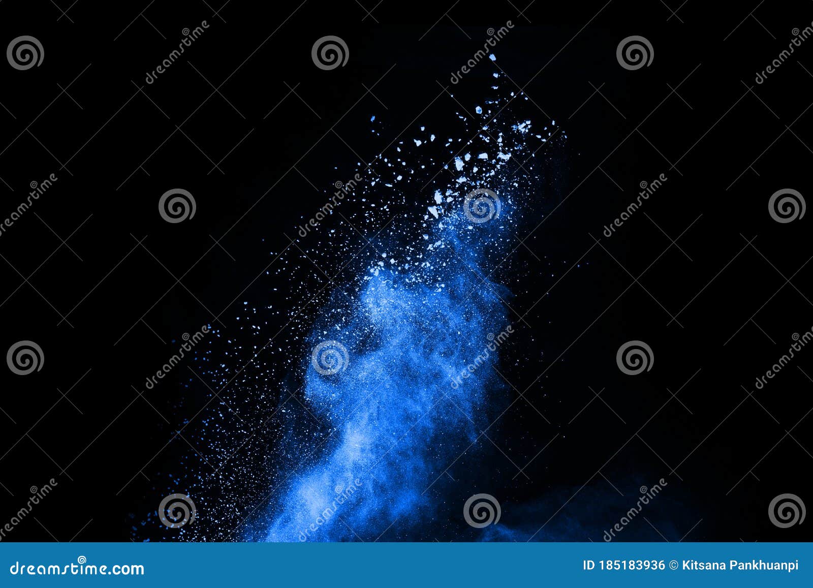 Blue Color Powder Explosion on Black Background. Stock Photo - Image of ...