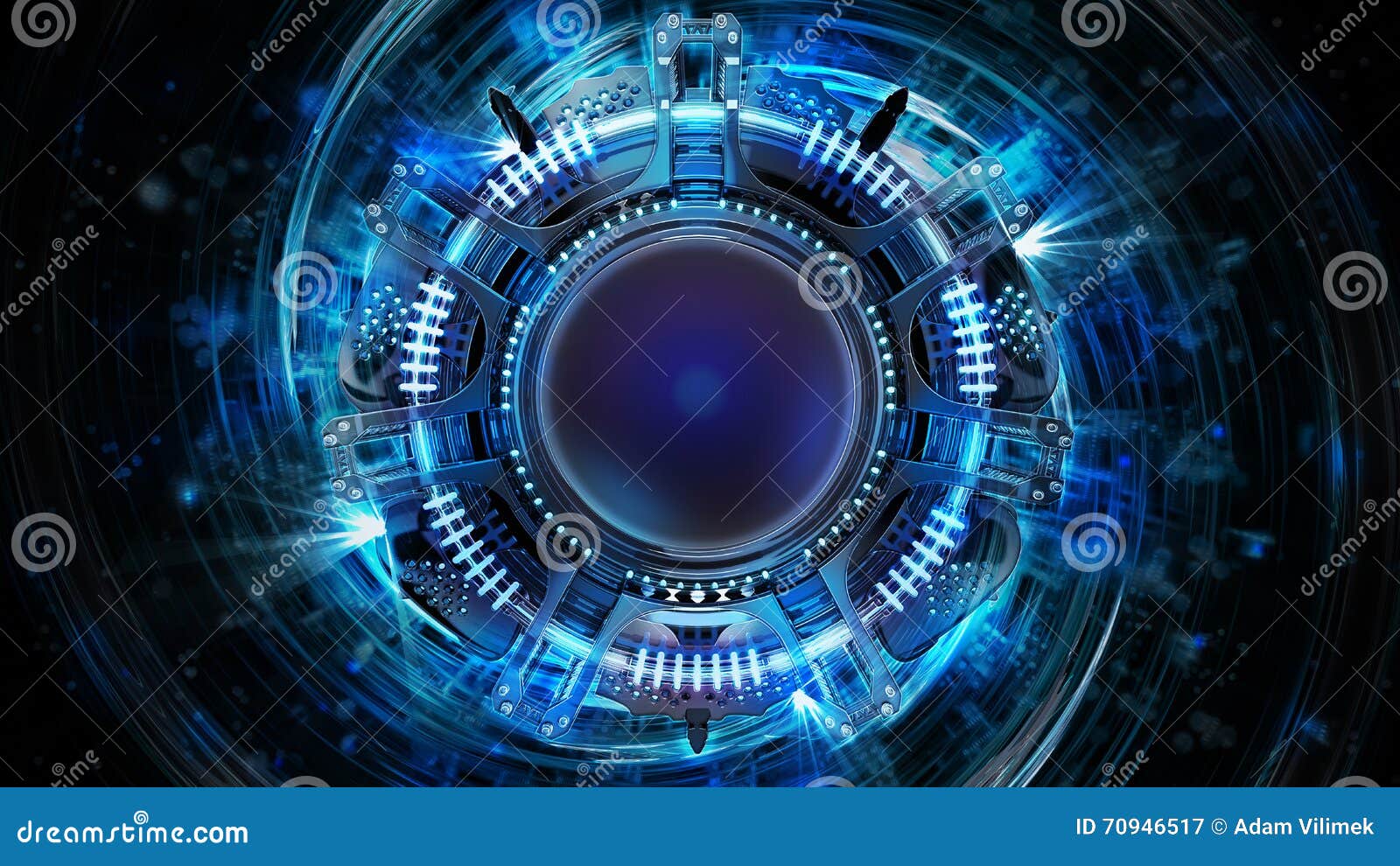 Abstract Blue Powerful Spherical Technology Vision Stock Illustration ...