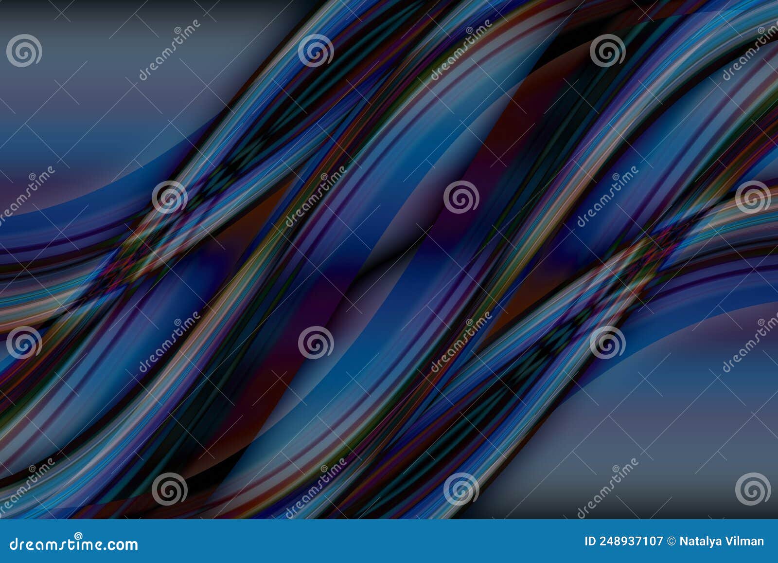 Abstract Blue Psychedelic Background, Shiny Waves Stock Illustration ...