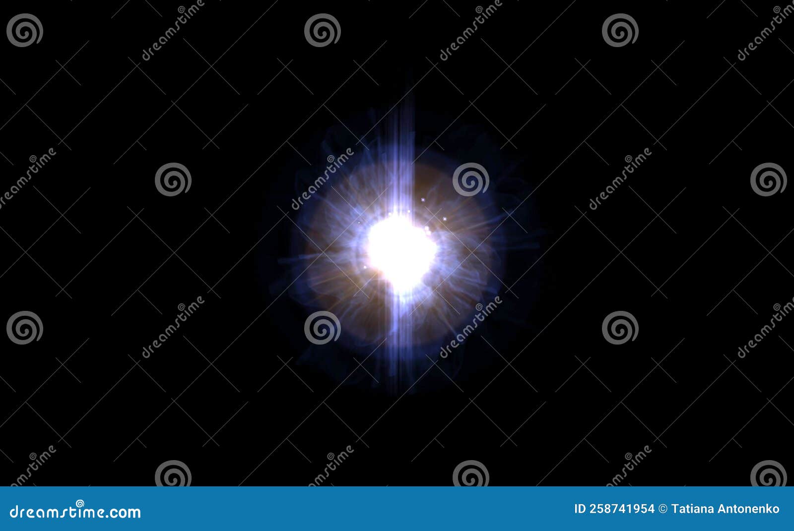 Abstract Blue Pulsating Glow Element from Particles and Dots. Explosion ...