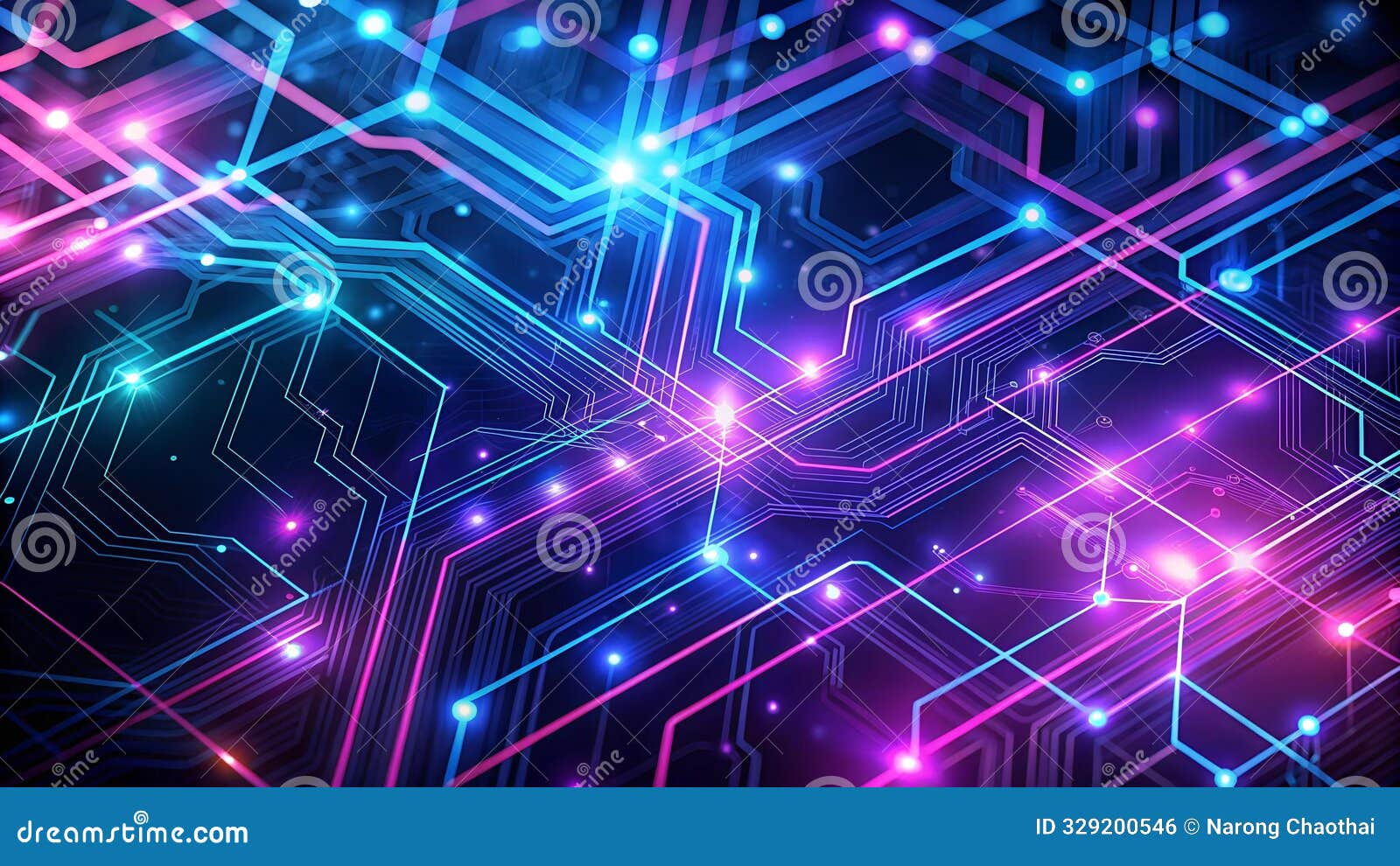 Abstract Blue and Purple Circuitry Flow AI Generated Stock Illustration ...