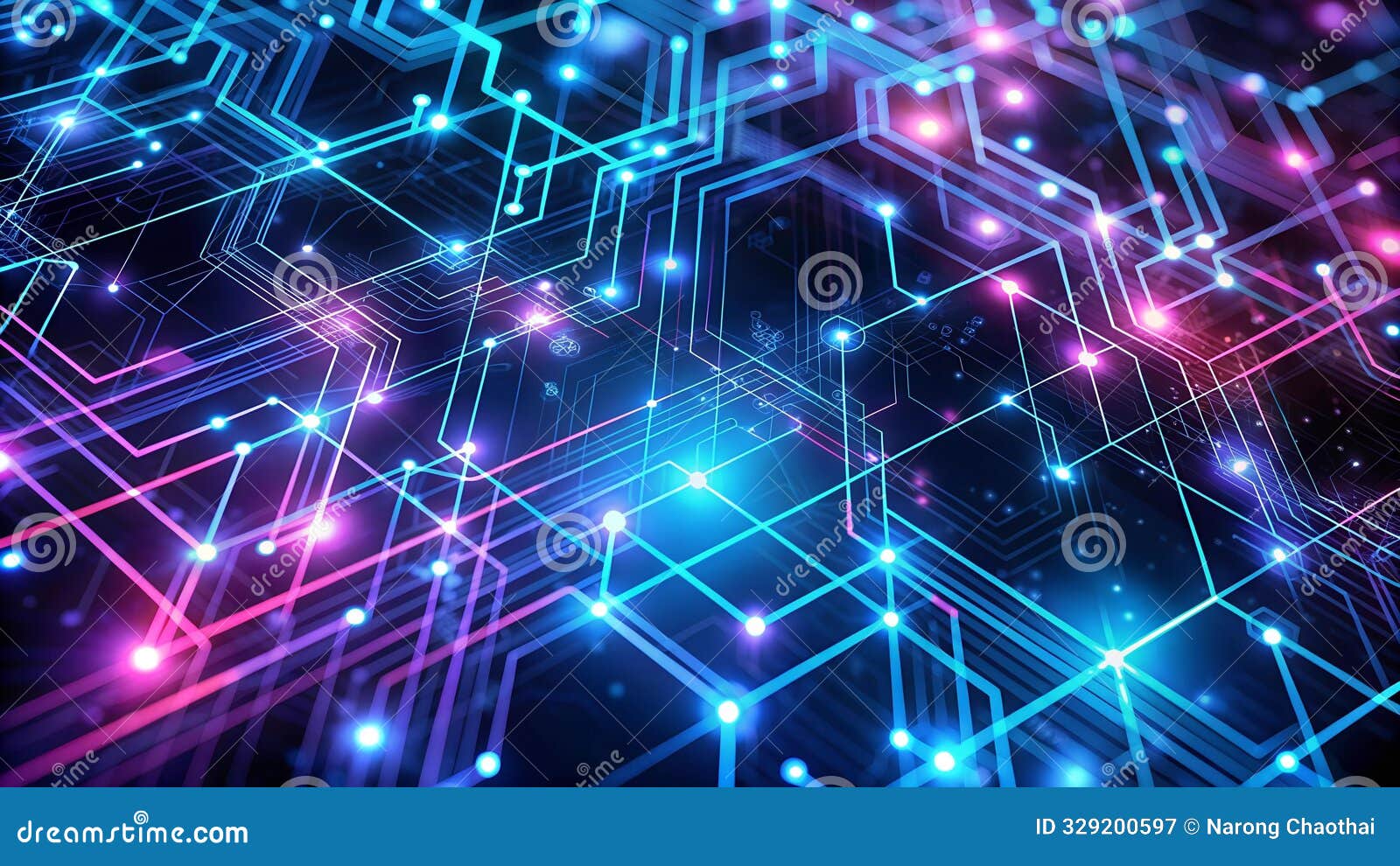 Abstract Blue and Purple Circuitry Flow AI Generated Stock Illustration ...