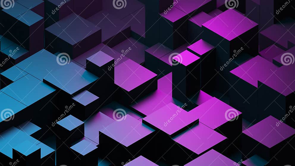 Abstract Blue Purple Digital Data Background 3d Render Polygon ...