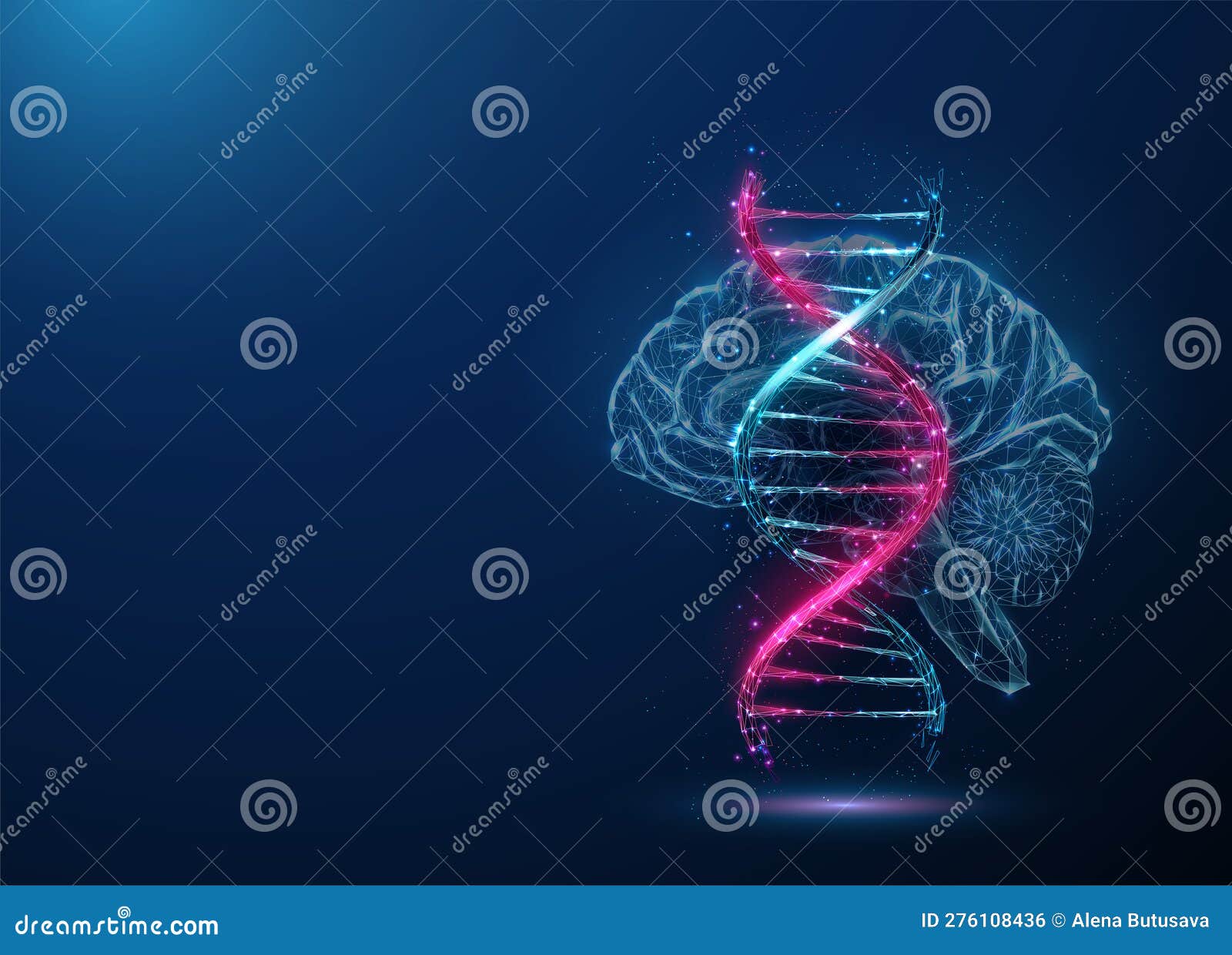 Abstract Blue and Purple DNA Molecule Helix and Brain Stock Vector ...
