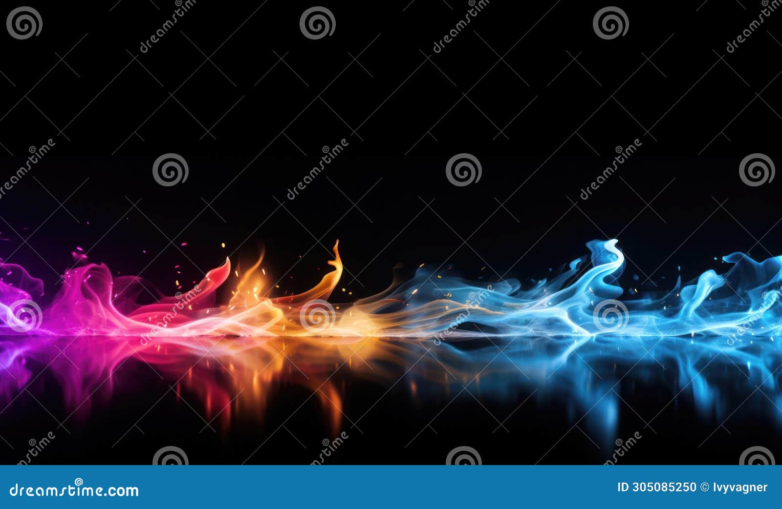 Abstract Blue and Purple Fire Flames on a Black Background. Design ...