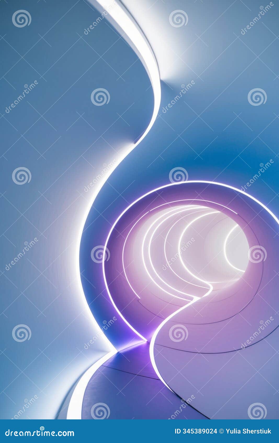 Abstract Blue Purple Light Semi Circle Waves Tunnel Flowing and Dynamic ...