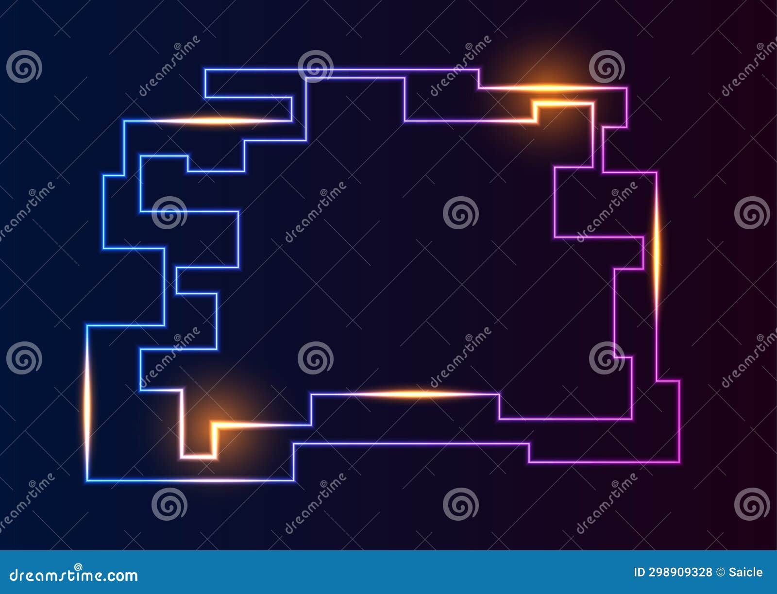 Abstract Blue Purple Neon Tech Frame Abstract Background Stock ...