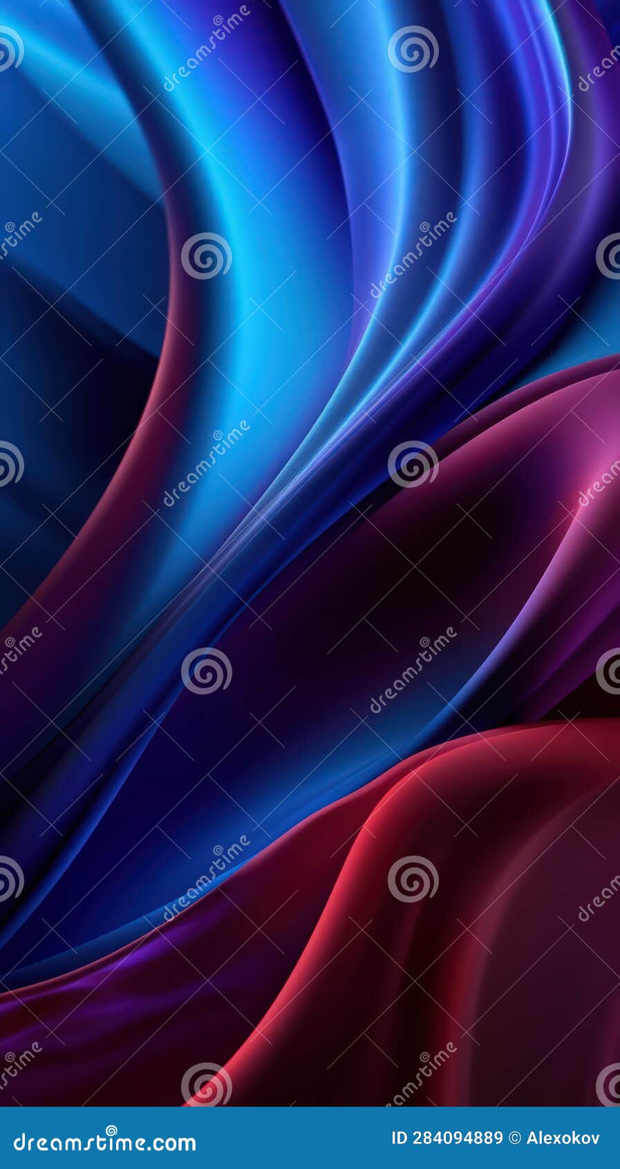 Abstract Blue and Purple Phone on Ebony Surface with Flowing Fabrics ...