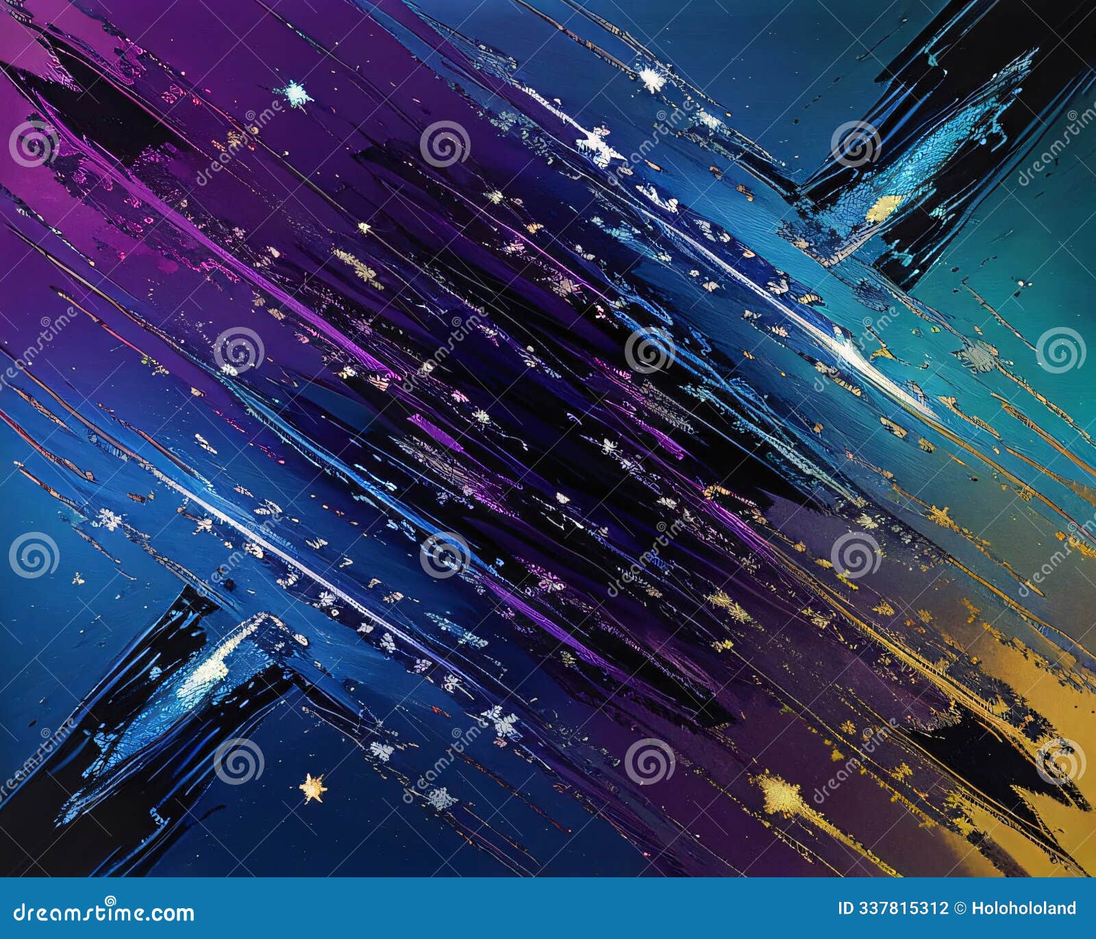 Abstract Blue and Purple Rugged Shapes. Dark Blue Background with White ...