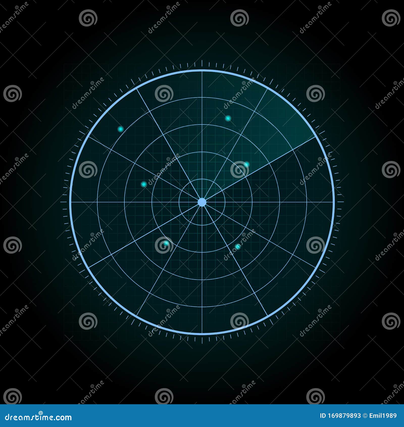 Abstract Blue Radar Screen Background Stock Illustration - Illustration ...