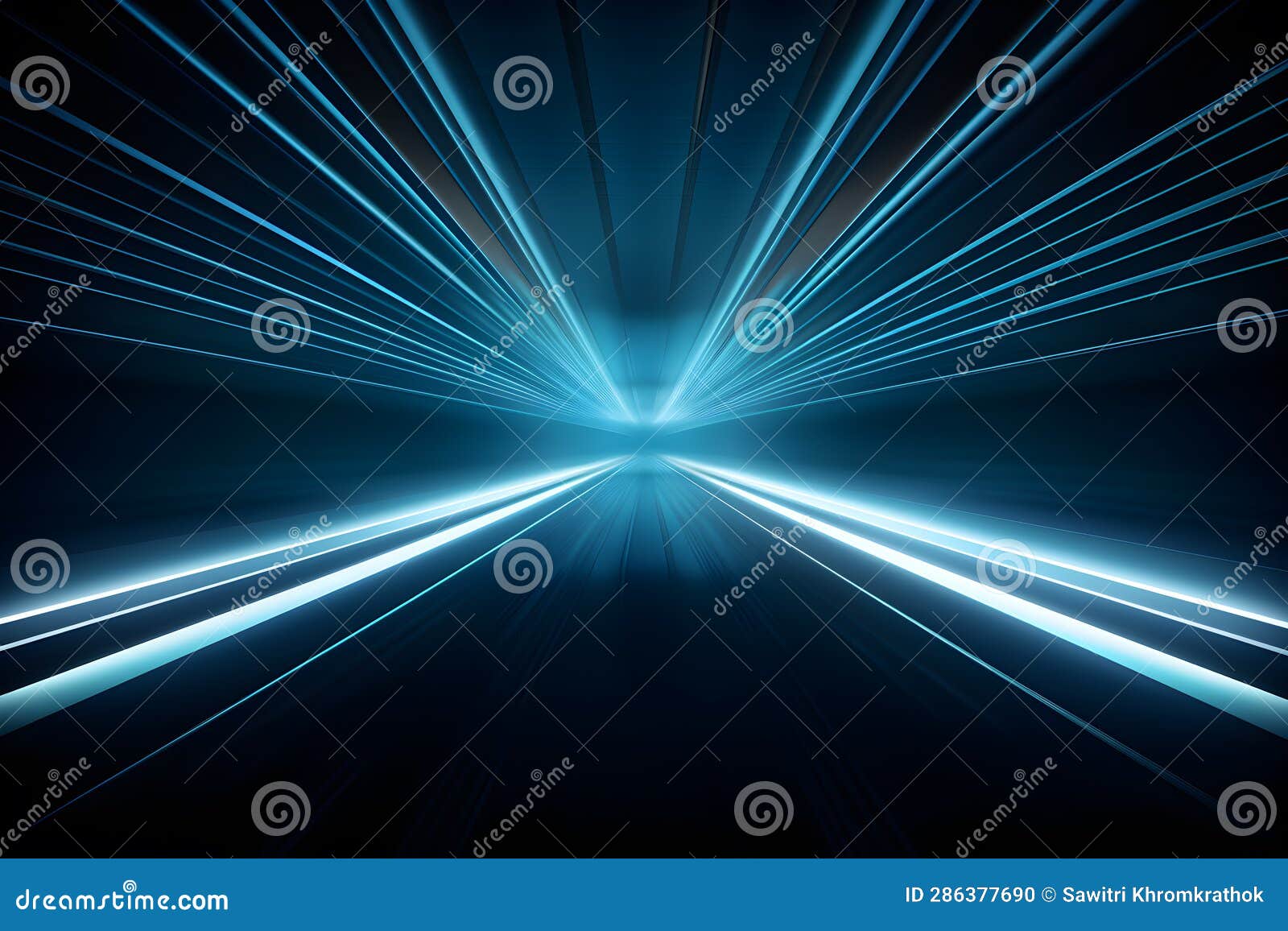 Abstract Blue Rays Light Shining Out of Large Open Space Background ...