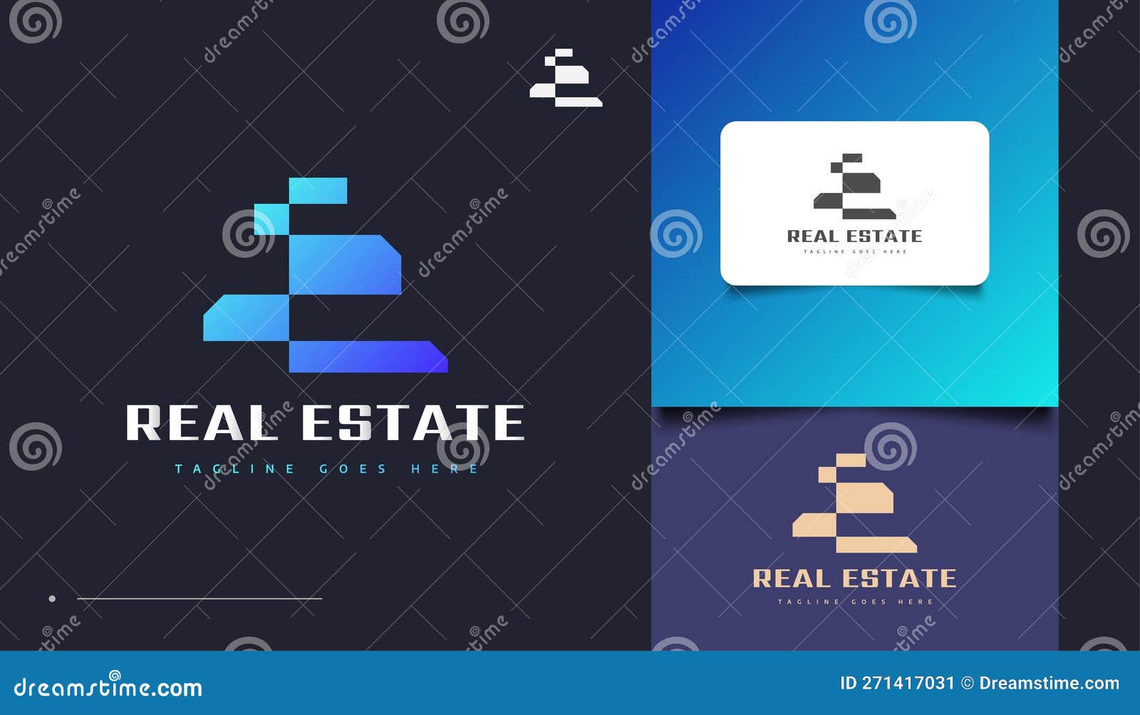 Abstract Blue Real Estate Logo Design. Construction, Architecture or ...