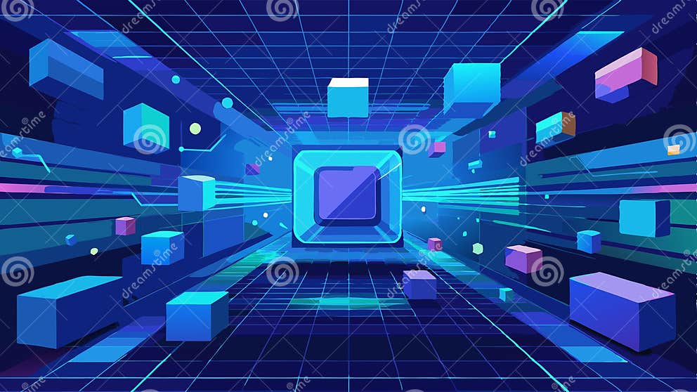 Abstract Blue Rectangles Motion Technology Digital Hi Tech Concept Background Stock Illustration ...