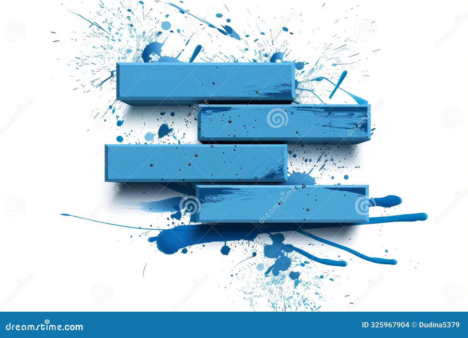 Abstract Blue Rectangular Shapes Stacked with Blue Paint Splatter ...
