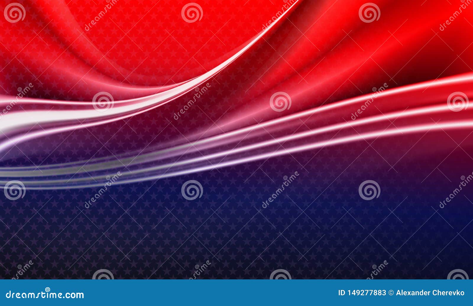 Abstract Blue and Red Design with a Set of Stars and Light Smooth ...