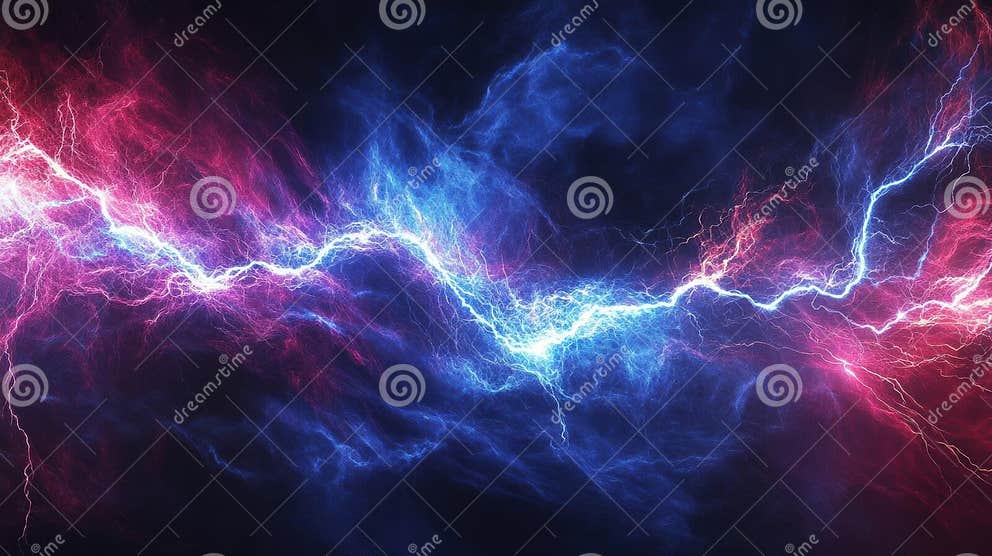Abstract Blue and Red Lightning Storm Stock Illustration - Illustration ...