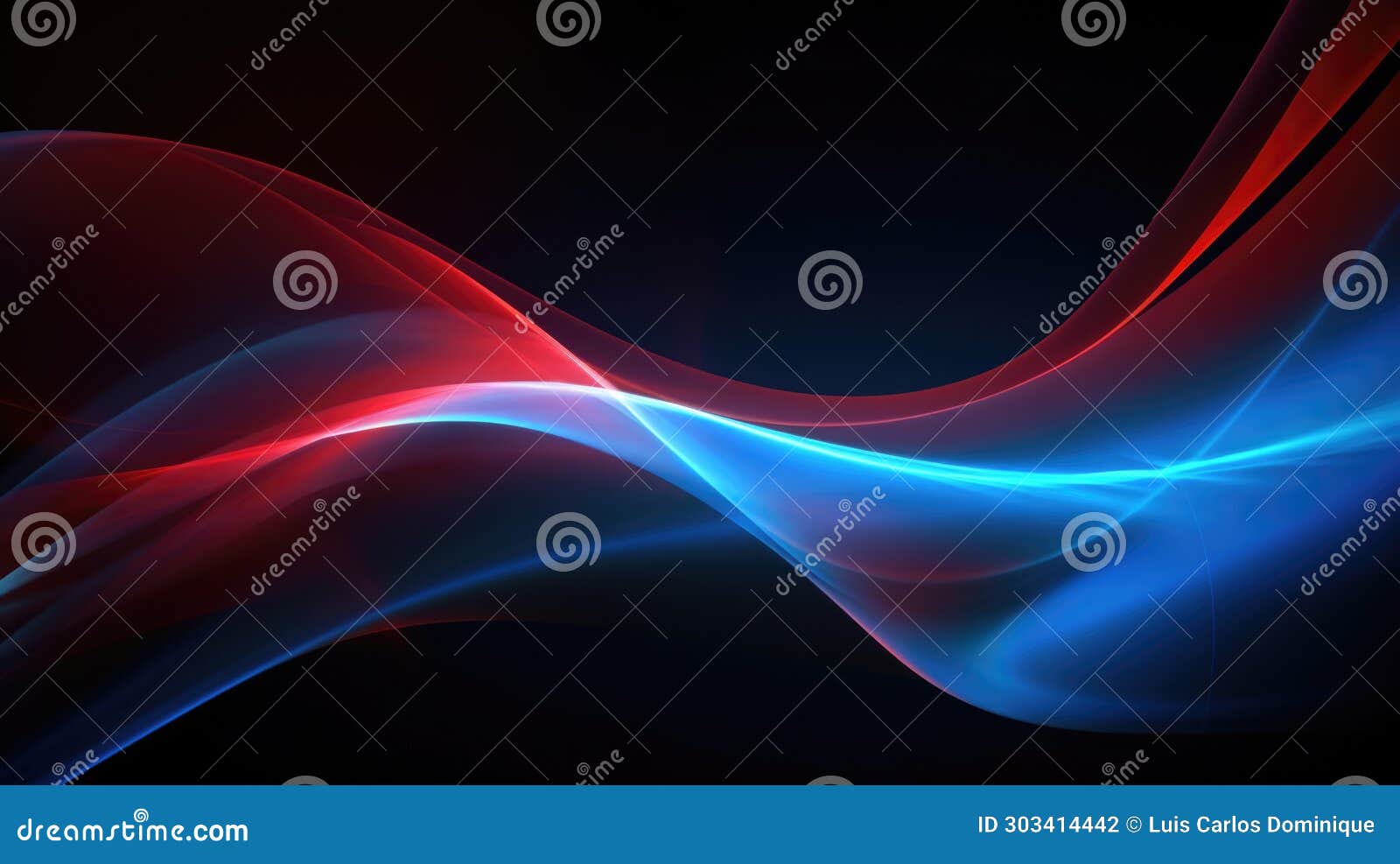 Abstract Blue and Red Waves on Black Background, Vector Illustration ...