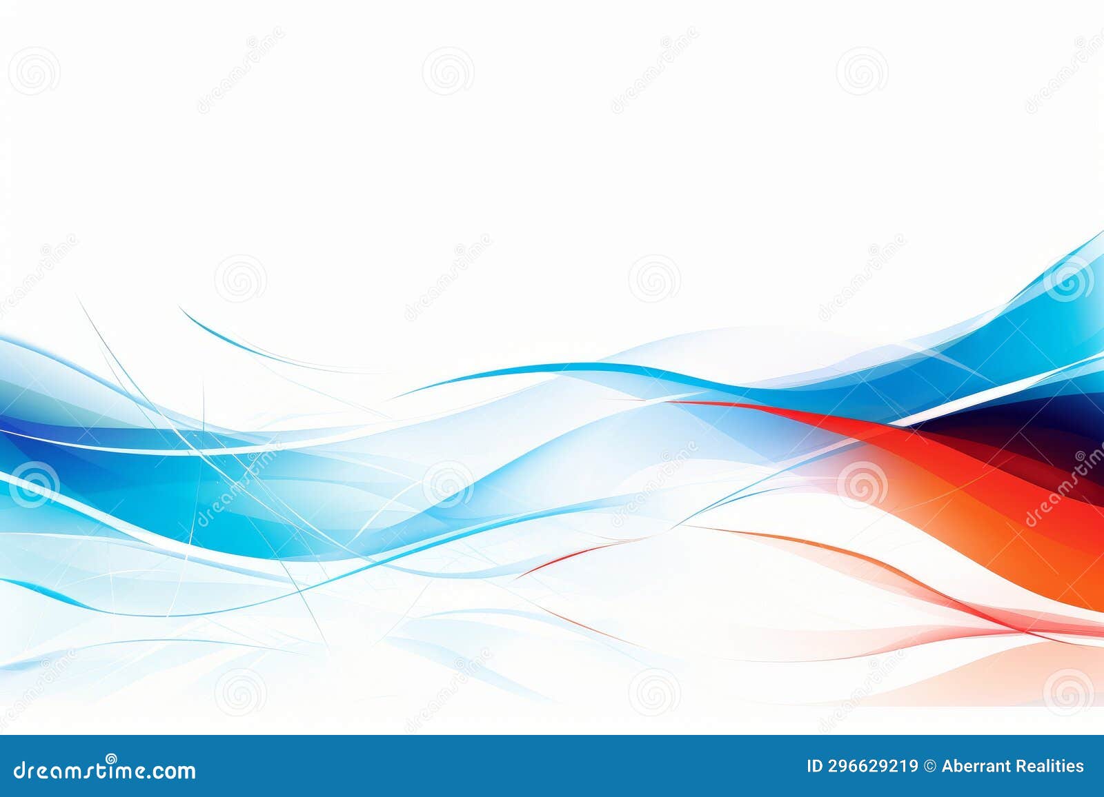 Abstract Blue and Red Waves on White Background Stock Illustration ...