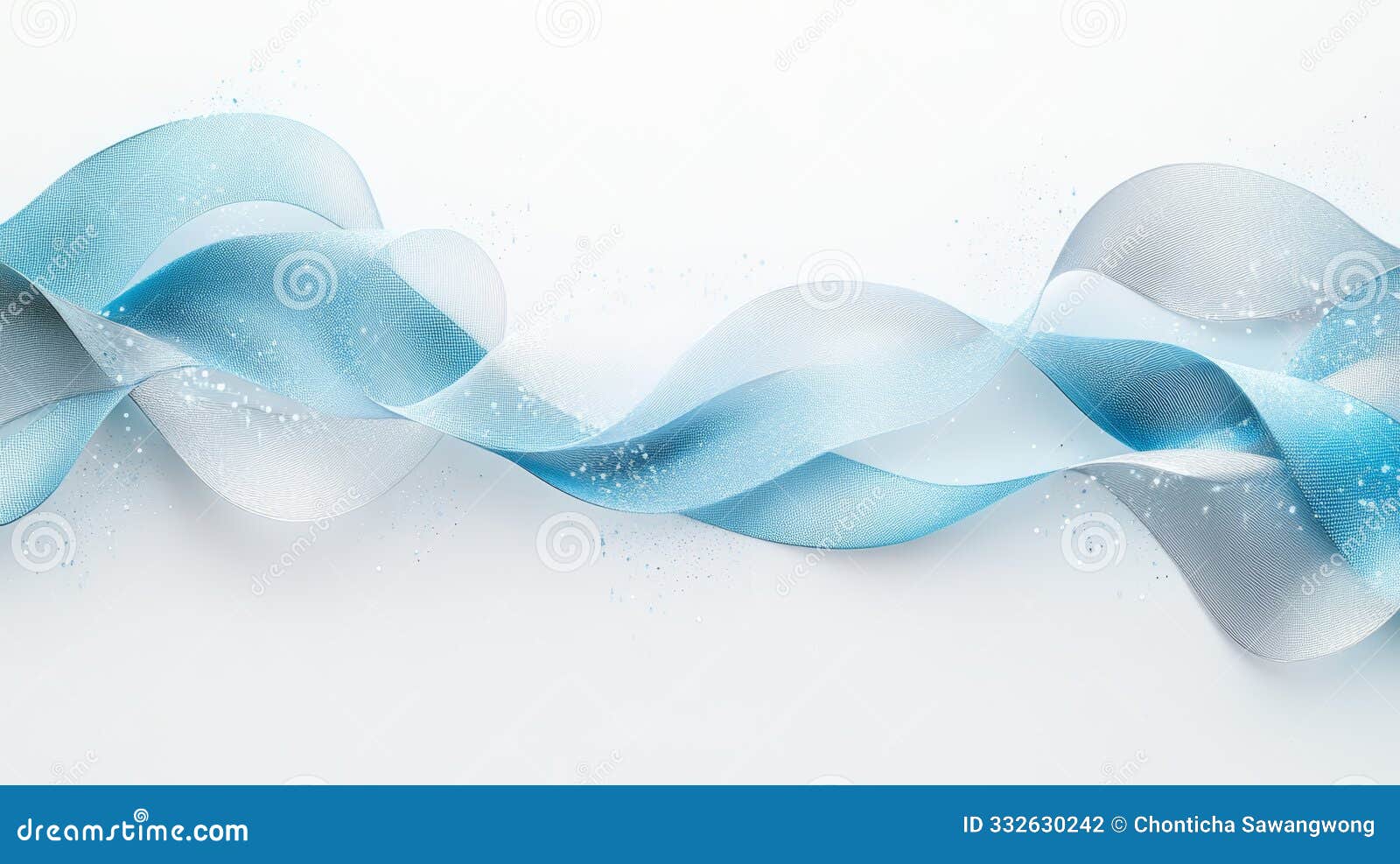 Abstract Blue Ribbon Wave on White Background. a Flowing, Organic Shape ...