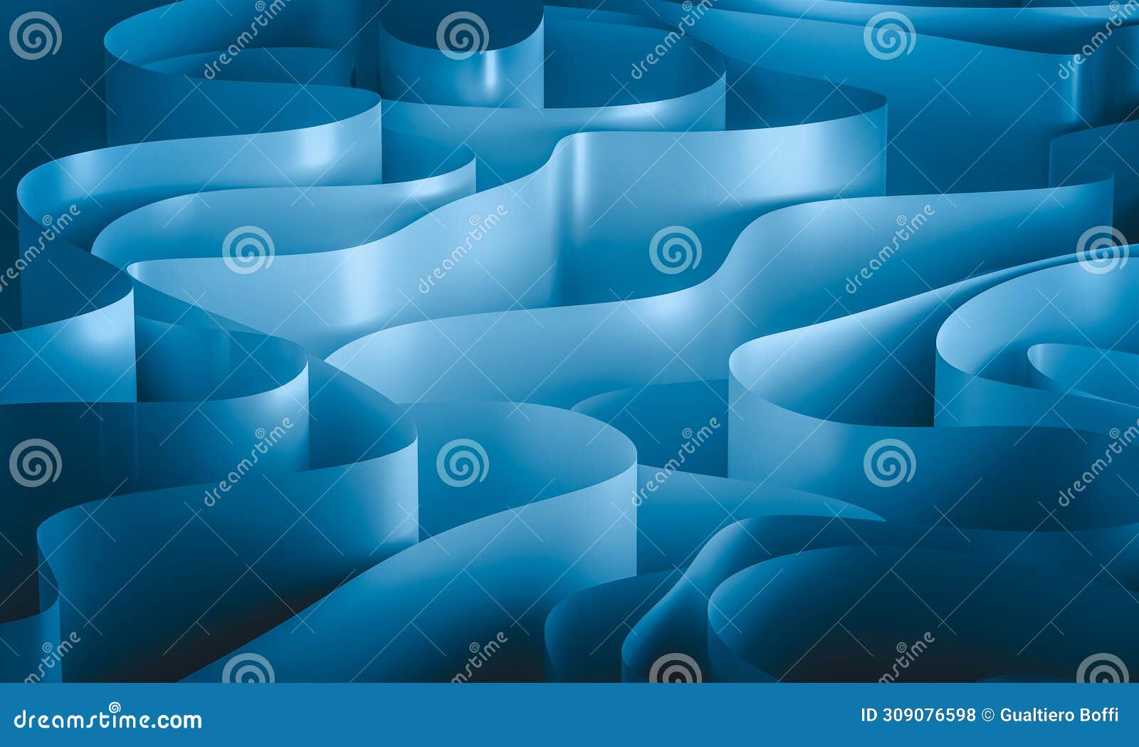 Abstract Blue Ribbon Waves Background Stock Illustration - Illustration ...