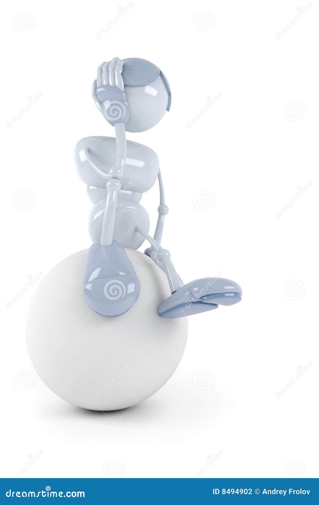 Blue Robot With Multi-Toroid Head And Teeth Mouth And Two Eyes Royalty ...