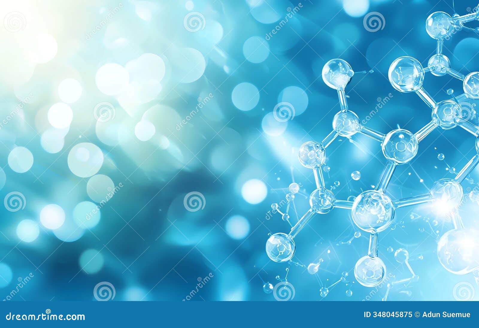 Abstract Blue Scientific Molecular Structure Background with Bokeh ...