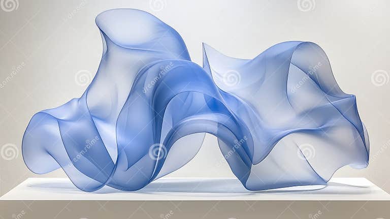 Abstract Blue Sculpture Flowing, Translucent Forms in Artistic ...